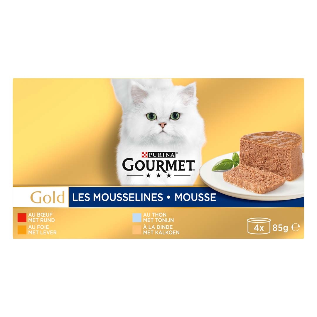 Mousselines pour chat Thon & Bœuf Gold | Gourmet® | Purina FR
