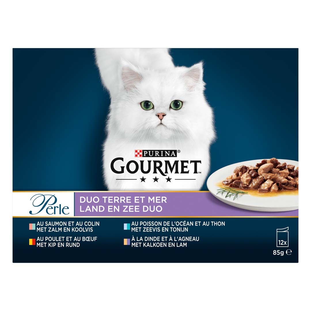 Sachets pâté pour chat Duo Mer et Viande Perle | Gourmet® | Purina FR
