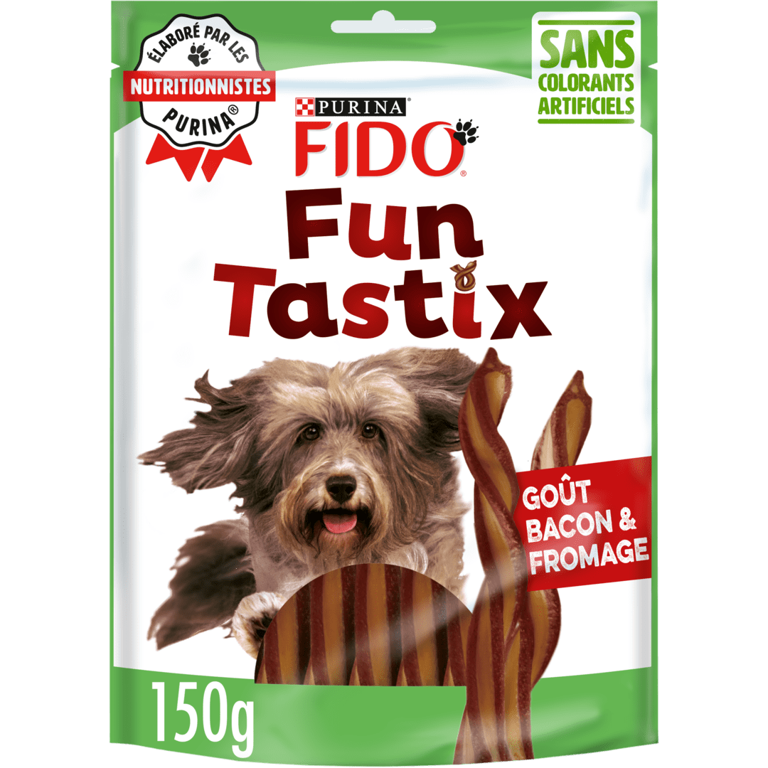 Friandise pour chien FunTastix goût Bacon et Fromage 150 g | FIDO®