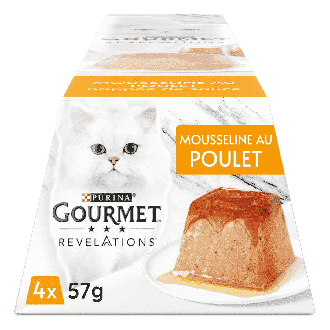 Mousse pour chat Révélation Mousselines poulet | Gourmet® | Purina FR